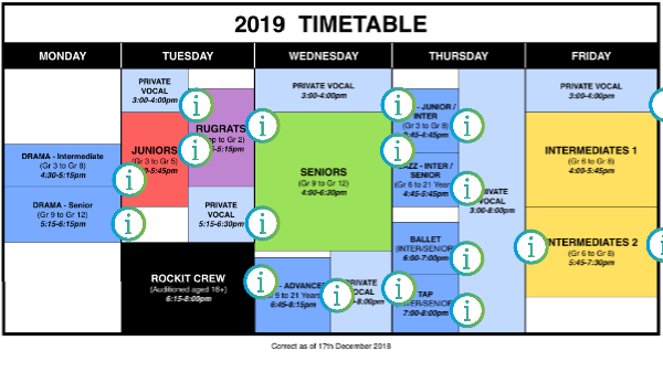 2018 Timetable