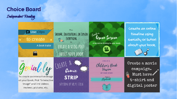 Choice Board - Independent Reading (Generic) | Genially