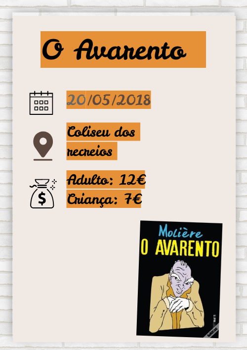 Cartaz "O Avarento" | Genially