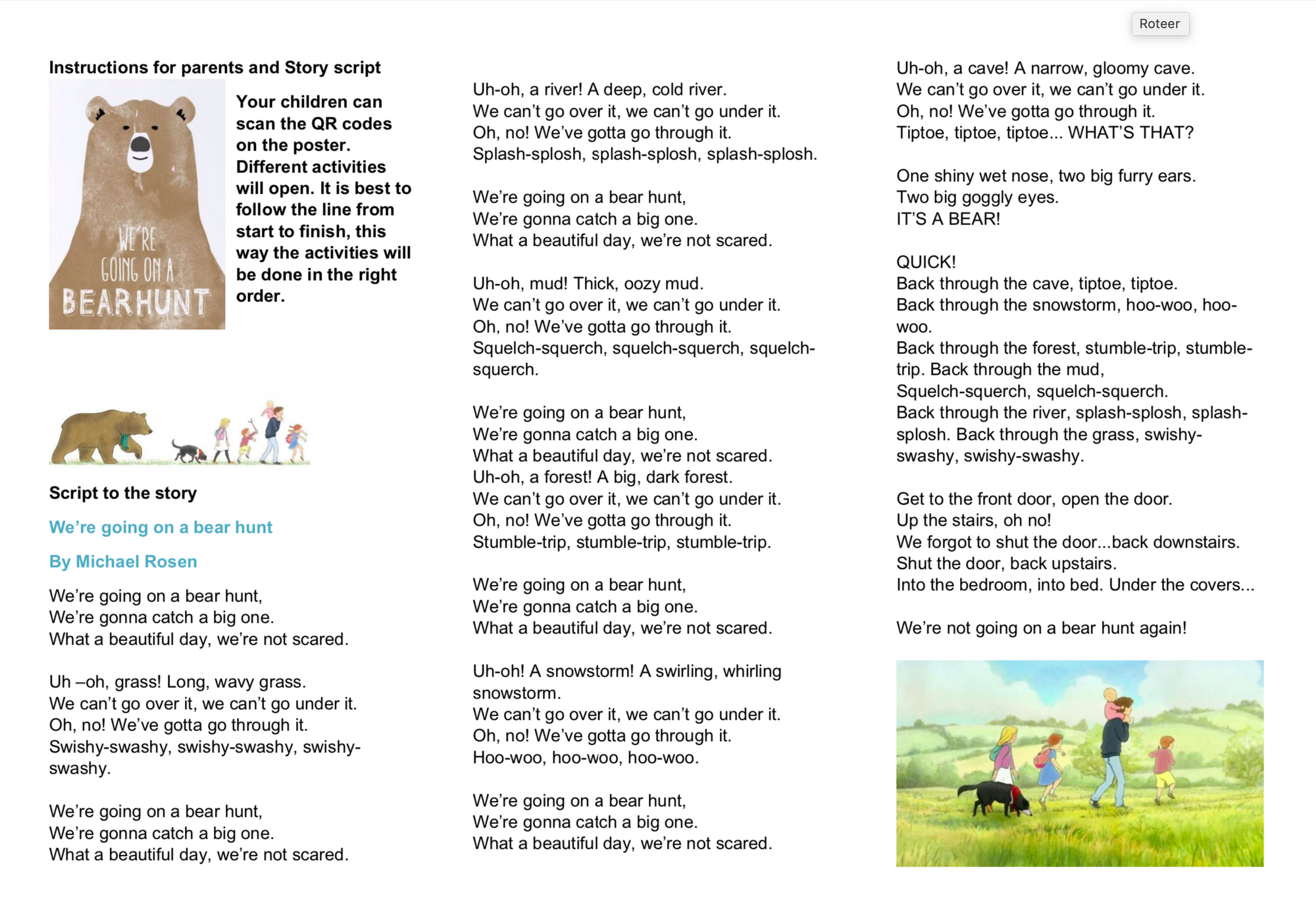 Instructions for parents and story script | Genially