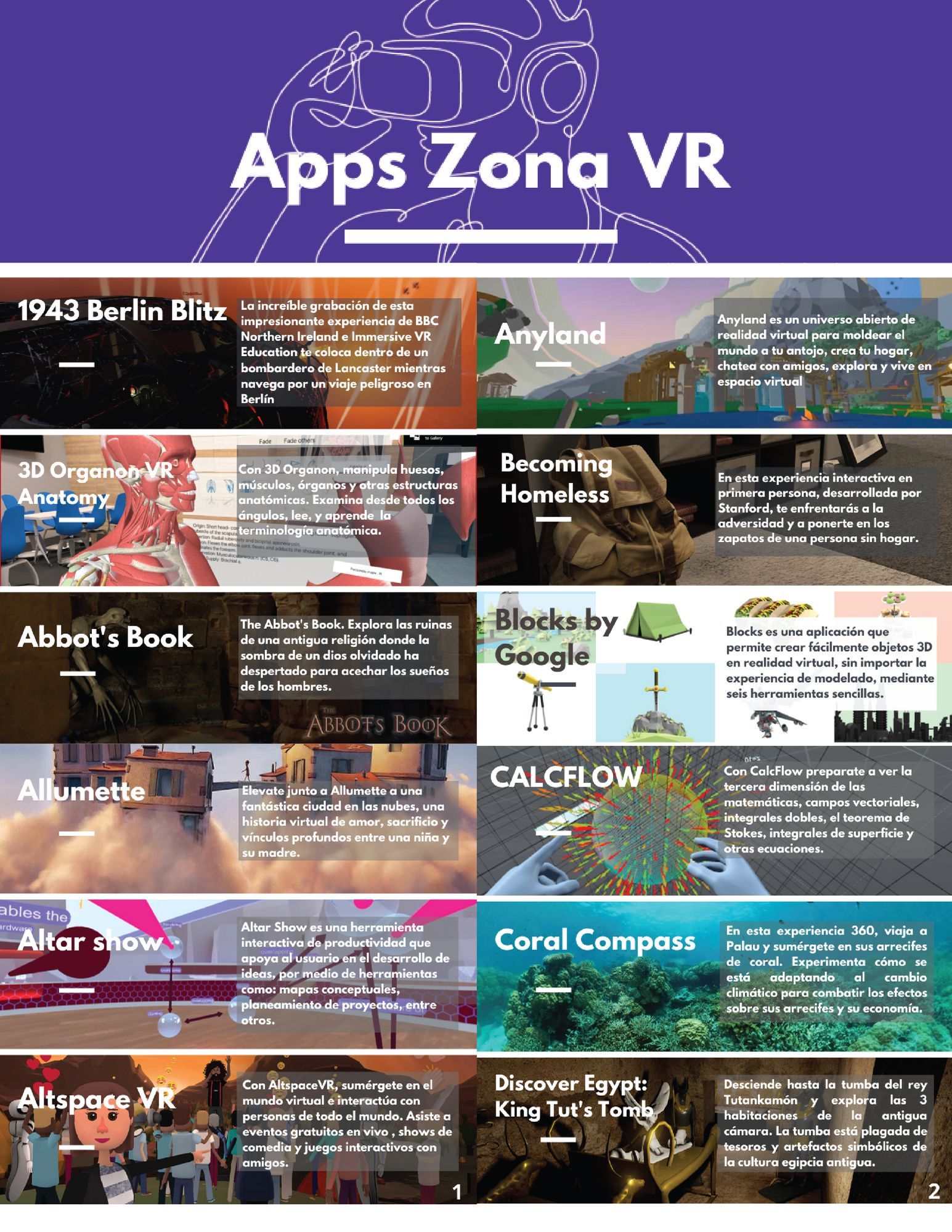 Infografía Apps Zona VR | Genially