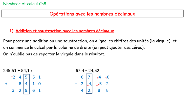 6° addition soustraction avec décimaux | Genially