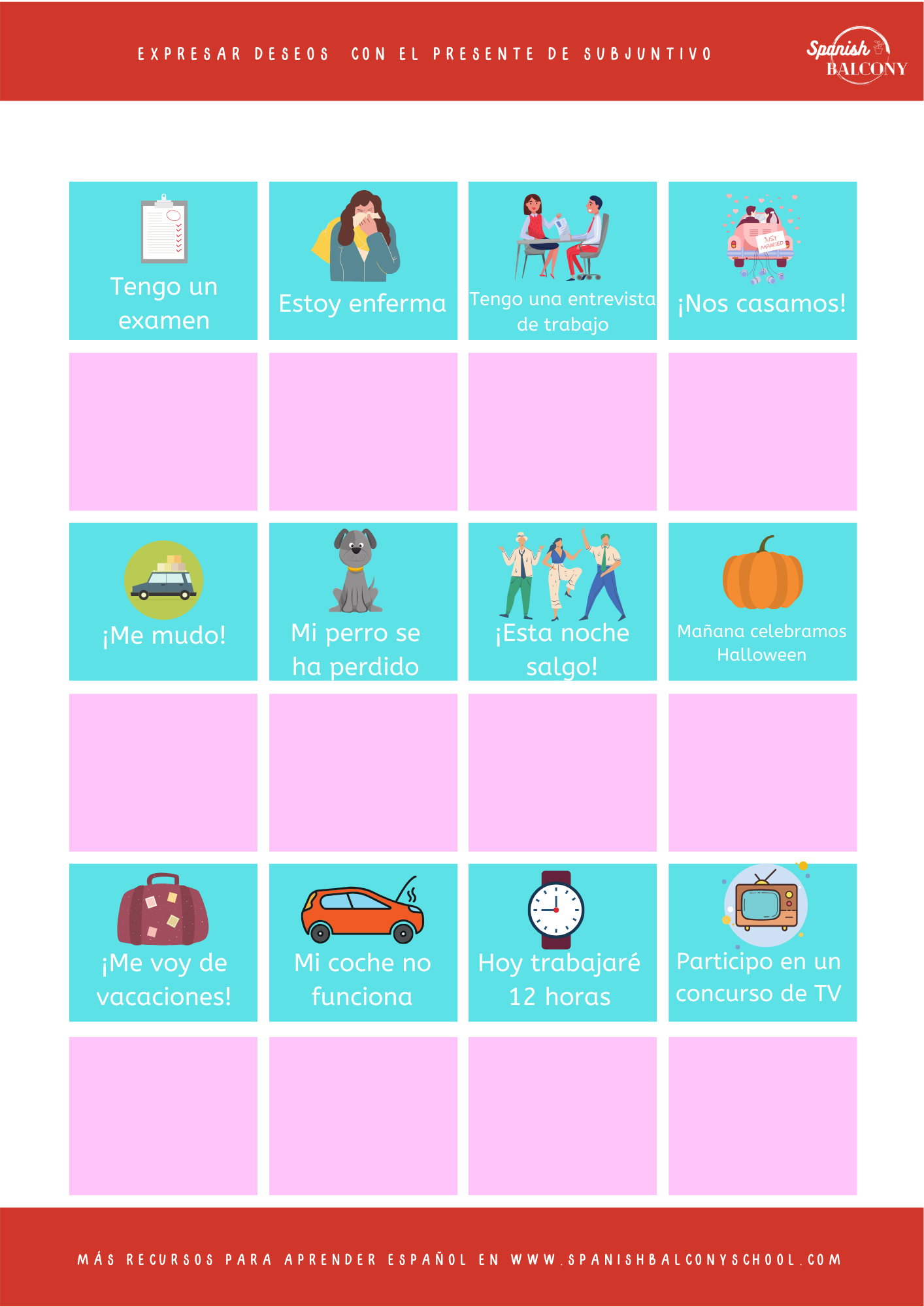 DESEOS EN PRESENTE DE SUBJUNTIVO | Genially